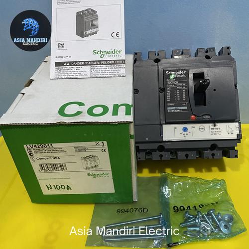 Jual MCCB Schneider NSX100N 4x100 A LV429850 NSX 100 N 4P 100A TM100D ...
