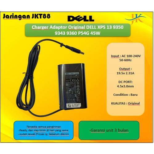 Jual Charger Adaptor Original DELL XPS 13 9350 9343 9360 P54G 45W ...