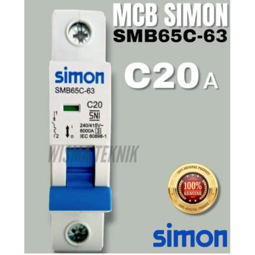 Jual MCB 1P 20 Amp 6 KA SIMON SMB65C-63C20 - Jakarta Timur - Wisma ...