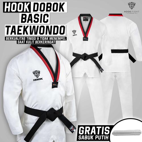 Jual Dobok Taekwondo Hook Pemula Seragam Taekwondo Kerah Merah Hitam Pemula - DOBOX BASIC, 150 ...