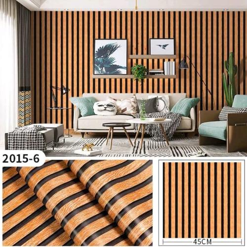 Jual Wallpaper Dinding Sticker Kayu PREMIUM Minimalist Garis Kehitaman ...