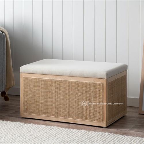 Jual BENCH STORAGE BOX ROTAN BANGKU PENYIMPANAN KAYU JATI - Kab. Jepara ...