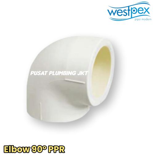 Jual Elbow keni PPR 25mm 3/4" inch putih /Knee PPR 3/4" inch Westpex ...