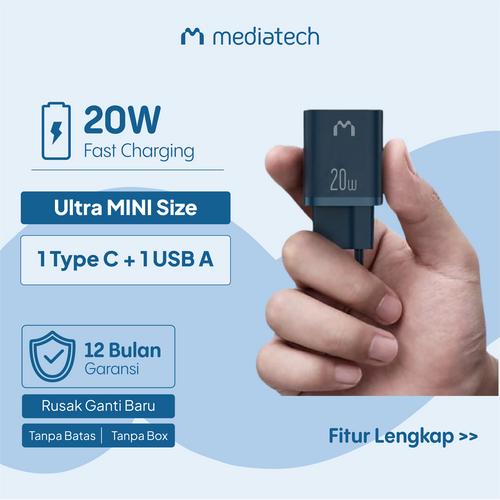 Promo Mediatech Mini Travel PD Fast Charger 20W (Type C + USB A ...