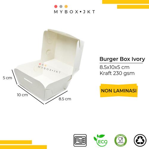 Jual Box Dus Kotak Burger Kue Roti Ivory Putih 8,5x10x5 NON LAMINASI ...