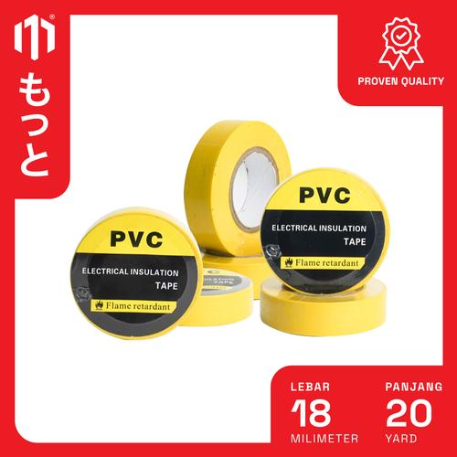Promo Isolasi Listrik PVC Warna Kuning 18mm x 20 Yard - Slop 10 Pcs ...
