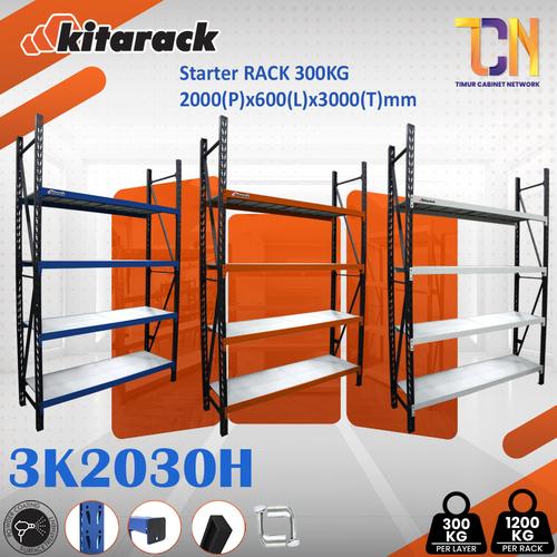 Jual RAK GUDANG LIGHTDUTY STARTER RAK 3 METER 300KG Frame Hitam ...