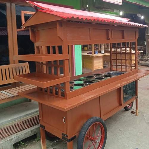 Jual gerobak dimsum alat usaha jualan dimsum - Kayu Mahoni, Komplit ...