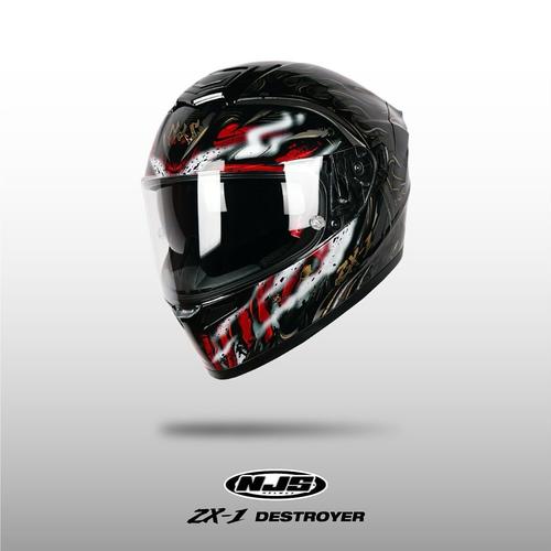 Jual NJS ZX-1 DESTROYER Gloss - Helm Full Face - Black/Red Doff, XXL ...