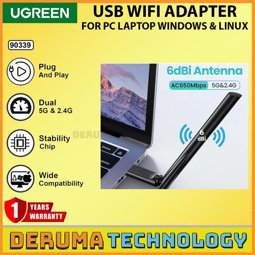 Jual Ugreen Adapter USB Dongle Wifi Wireless Receiver PC Laptop ...