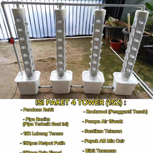 Jual Paket 4 Tower Pipa Hidroponik Vertikal Vertikultur 152 Lubang ...