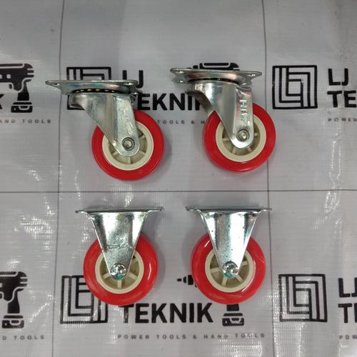 Jual RODA MERAH PLASTIK 2" HIDUP SET RODA TROLI TROLEY CASTER 2 INCH SG ...