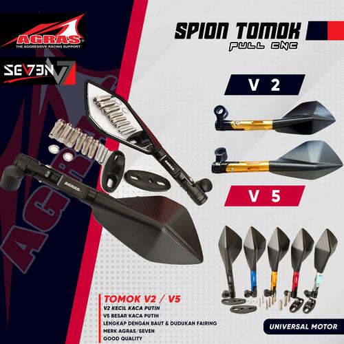 Promo Spion TOMOK V2 V5 AGRAS Alumunium CNC Universal Motor - Hitam, V2 ...