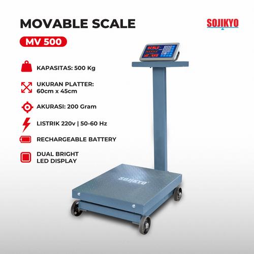 Promo Timbangan Digital Berdiri Roda 500kg 1000kg Moveable Scale SOJIKYO - MV1000 Cicil 0% 3x ...