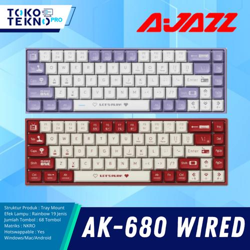 Jual Ajazz AK680 / AK-680 Dual Tone 65% Mechanical Keyboard Wired ...