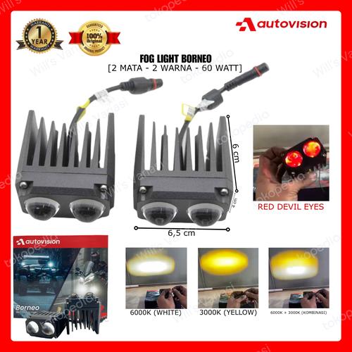Jual LED Foglamp Mini BiLED Fog Light Projector 2 Mata 60 Watt 3 Mata ...