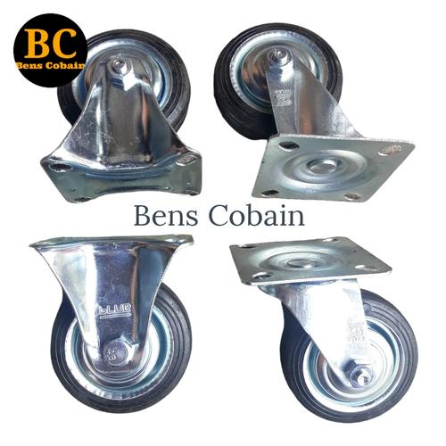 Jual Roda Troli 3 inch set Ban Karet 2 Hidup 2 Mati Roda Etalase 3 inch ...