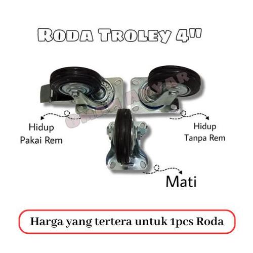 Jual Roda Troley Troli Gerobak Rombong Hidup Mati 4" inch - 4" Mati ...