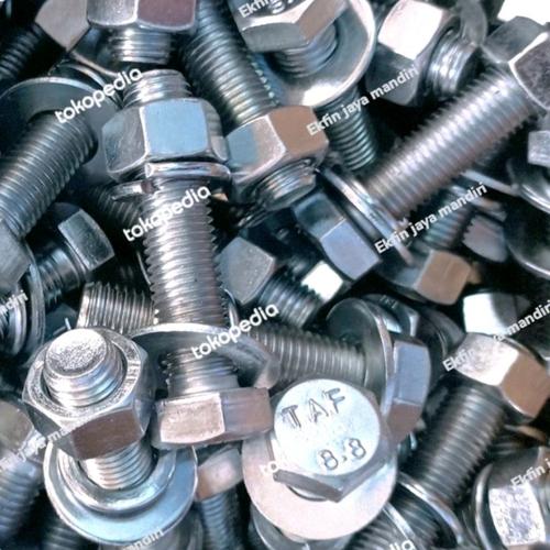 Jual baut mur baja 8.8 full drat galvanis Putih m19 x 90 mm komplit ...