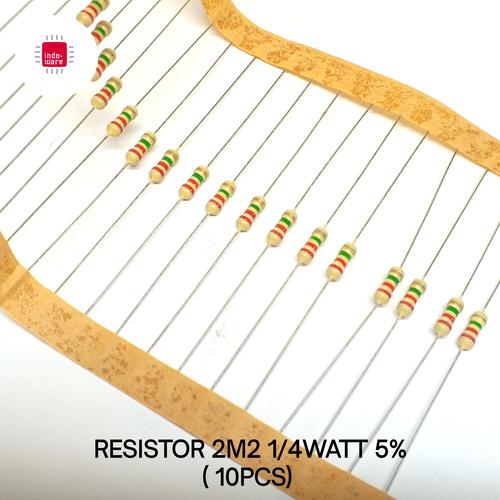 Jual R Resistor 2.2M 2,2 M 2.2Mega ohm 2,2Mega ohm 1/4 watt 5% paket 10 ...