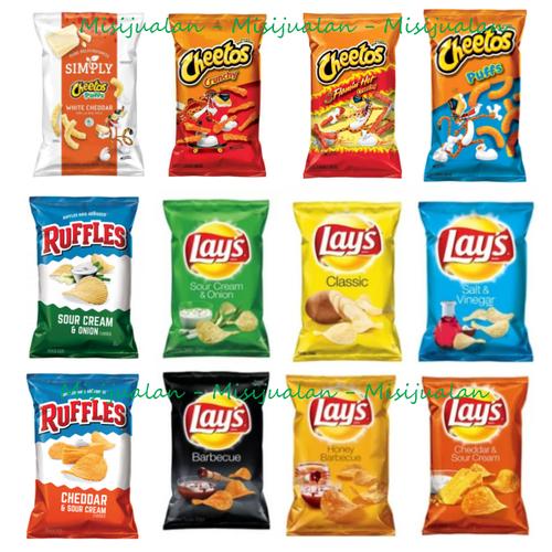 Jual Snack Lays Potato Chips USA BBQ Salt Cheddar Sour Cream 6.5oz ...
