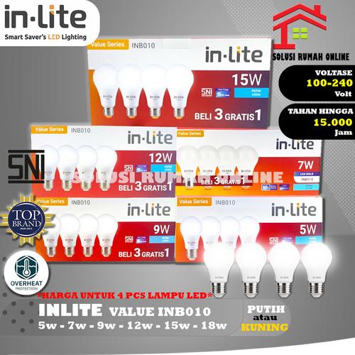 Jual Paket INLITE Led VALUE INB010 Beli 3 GRATIS 1 Garansi 1thn In-Lite - 9w, Putih - Kota ...