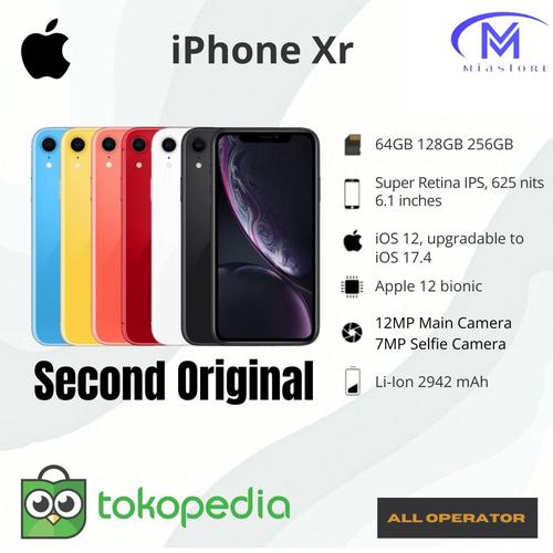 Jual iPhone XR 256GB/128GB/64GB fullset second inter mulus 100% original - Putih, 64 ALL SIM ...