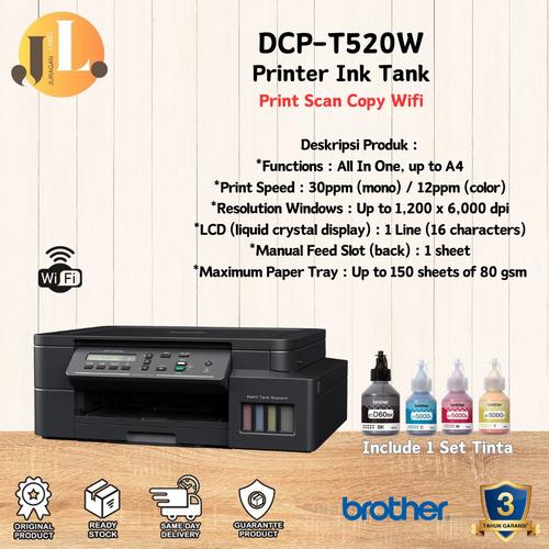 Jual Printer Brother DCP-T520W Ink Tank Colour All In One Wifi T520 ...