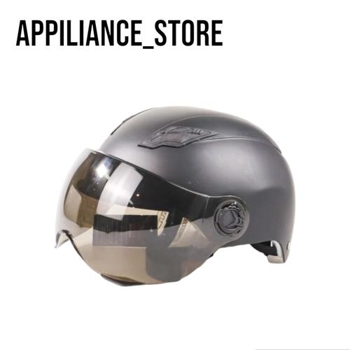 Jual Helm Sepeda Skuter Elektrik Half Face Visor - 328 - Black - A_S ...