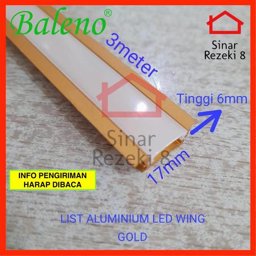 Jual List Lampu LED 3 METER WING GOLD / Rumah Strip Cover Aluminium ...