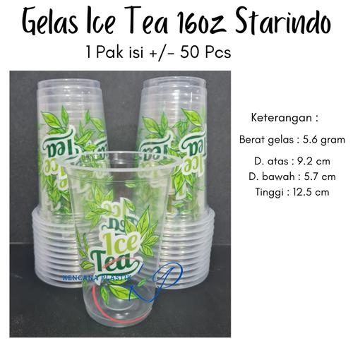 Jual Gelas Plastik Sablon Es Teh 16oz Cup PP Starindo 16 oz Motif Ice ...