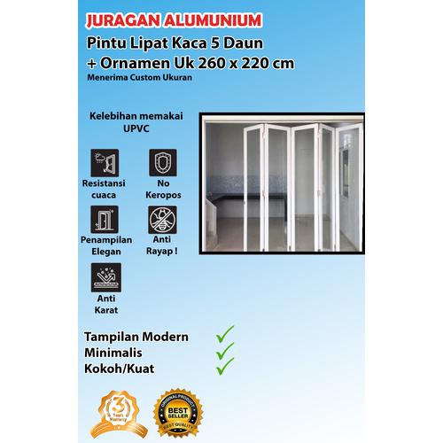 Jual Pintu Lipat Kaca 5 Daun + Ornamen Uk 260 x 220 cm - BROWN PC ...