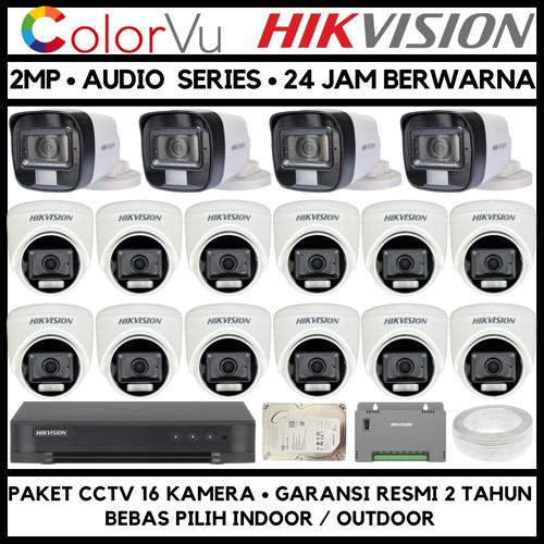 Promo PAKET CCTV HIKVISION COLORVU 2MP 16 CHANNEL 16 CAMERA KAMERA CCTV - KABEL PER METER ...