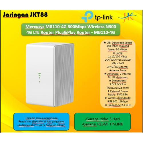 Jual Mercusys MB110-4G 300Mbps Wireless N300 4G LTE Router Plug&Play ...
