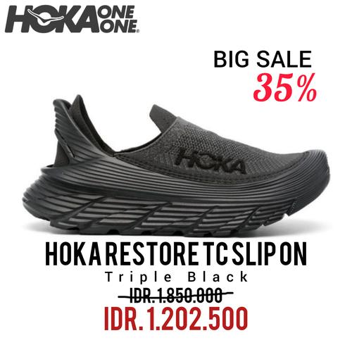 Jual HOKA RESTORE TC BLACK SLIP ON 100% ORIGINAL BNWB TENNIS SHOES ...