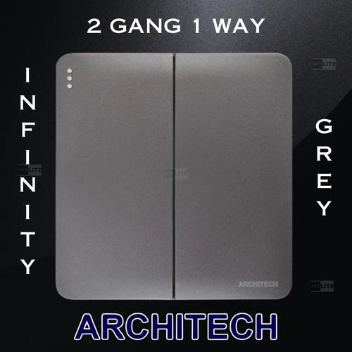 Jual Saklar Lampu Seri Double Architech Infinity GREY A63 Abu 2 Gang 1 ...