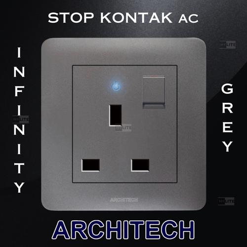 Jual Stop Kontak AC dengan Saklar Neon Architech Infinity Grey A63 Abu ...