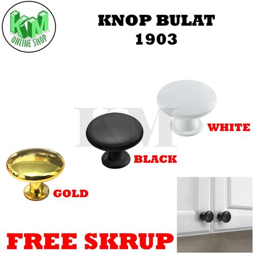 Jual Knob Knop Bulat 1903 Handle Tarikan Laci Pintu Lemari Emas, Hitam ...