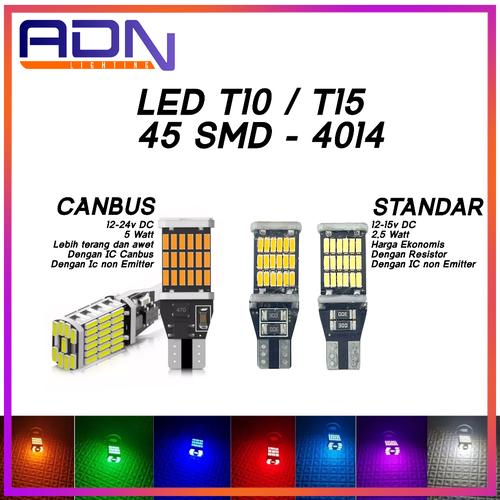 Jual LAMPU LED MUNDUR SENJA T15 T10 W16W CANbus 45 SUPER BRIGHT 12V 24V - Merah, STANDAR - Kota ...