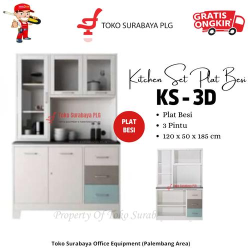 Jual Lemari Sayur Besi 3 pintu Kitchen Set Besi Rak Piring Rak Dapur ...