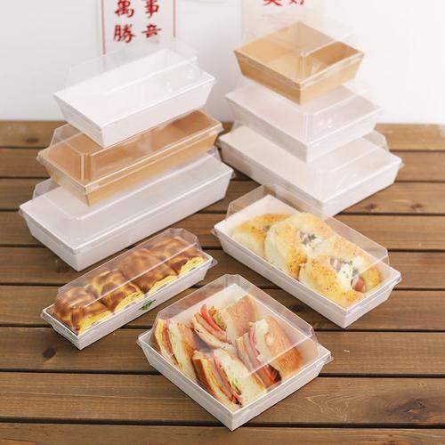 Promo Paper Box Milk Bun Sandwich kotak Roti Paper Tray+Tutup Mika ...