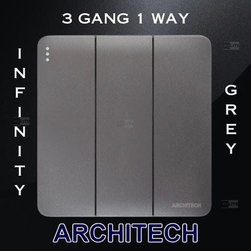 Jual Saklar Lampu Triple Architech Infinity GREY A63 Abu 3 Gang 1 Way ...