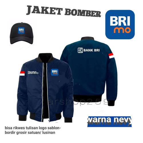 Jual jaket bomber BUMN BRI mo plus bonus topi jaring - nevy, M - Kab ...
