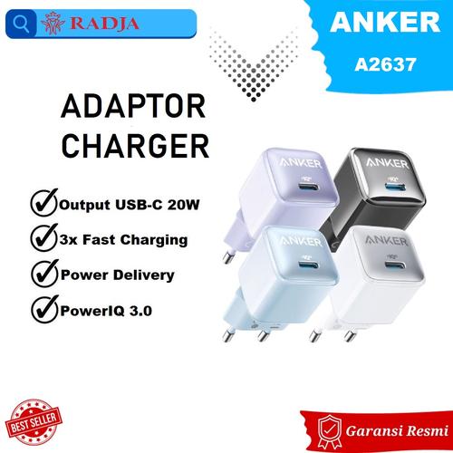 Jual Anker PowerPort Adaptor Wall Charger USB-C Nano Pro 20W A2637 ...
