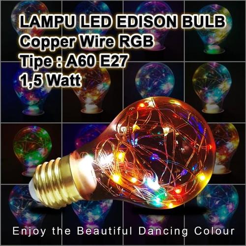 Jual LAMPU BULB LED EDISON COOPER WIRE VINTAGE A60 1,5W FITTING E27 ...