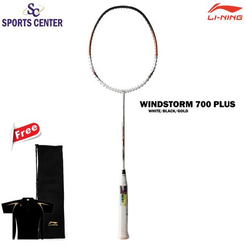 Promo New Raket Badminton Lining Windstorm 700 Plus White Black Gold ...
