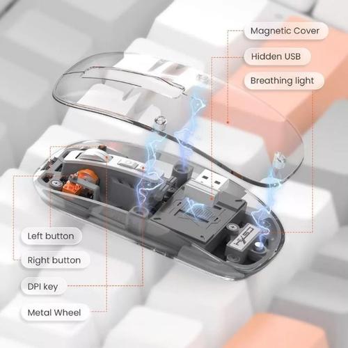 Jual Mouse Wireless Dual Mode Bluetooth + USB 2.4Ghz Mouse Transparant ...