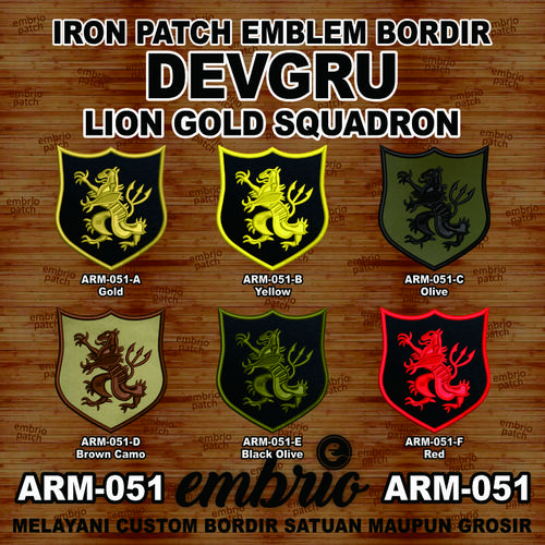 Jual ARM-051 Patch DEVGRU Lion Gold Squadron Team 6 us naval nswd navy seal - ARM-051-A Gold ...