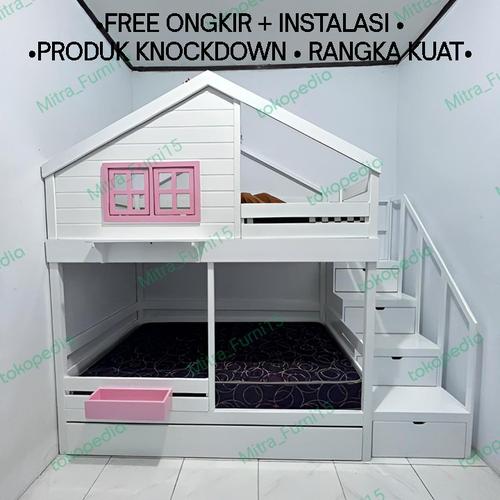 Jual [mf1] TEMPAT TIDUR TINGKAT TANGGA LACI KAYU JATI BELANDA - Kota ...