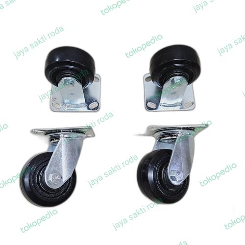 Jual Roda karet 4 inch heavy duty ball bearing (2putar2lurus) taiwan ...